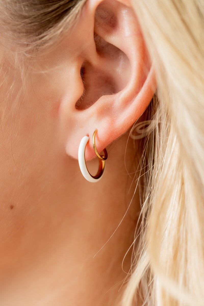 White Enamel Double Twist Hoops – Zaana Jewelry