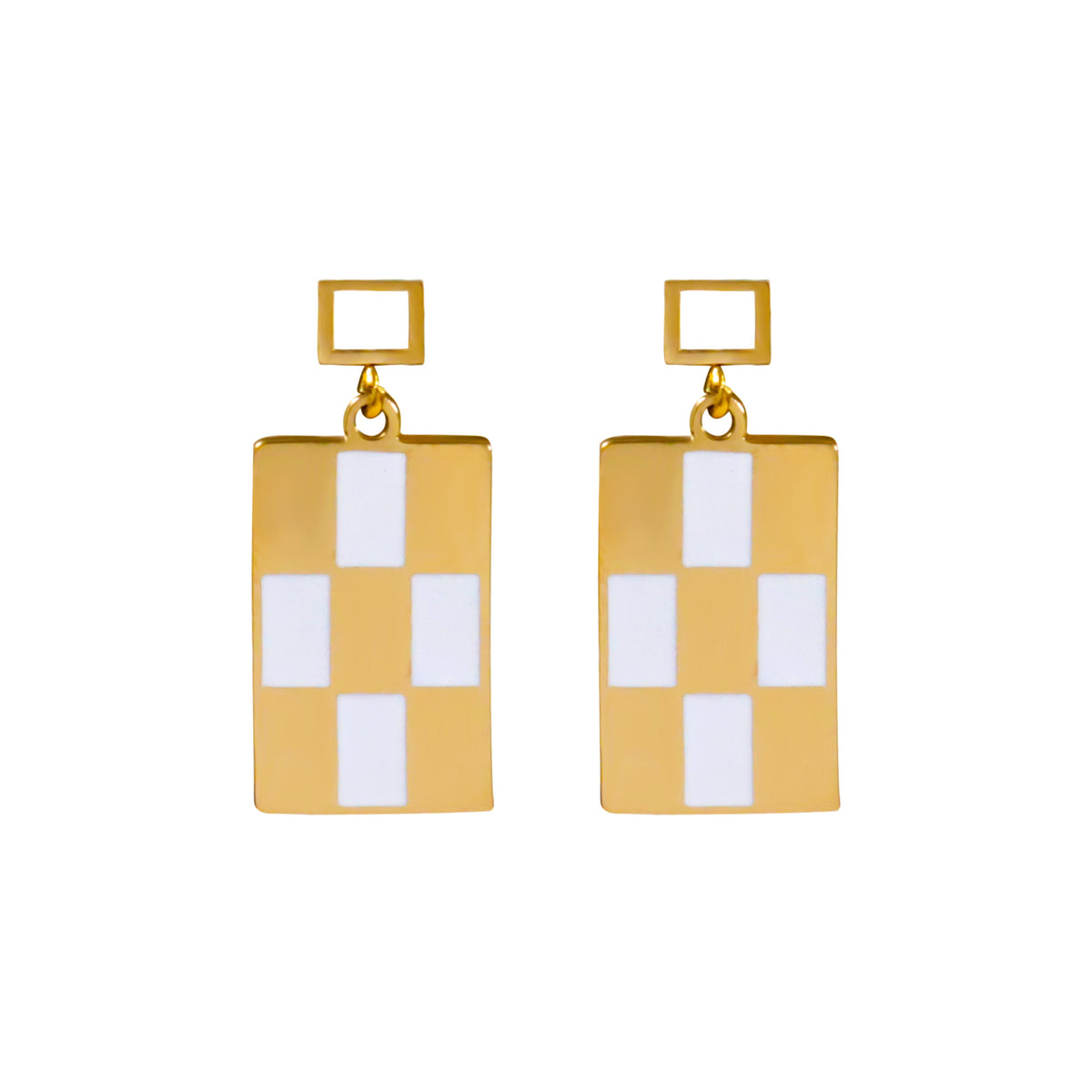 Checkered Gold and White Charm – Zaana Jewelry