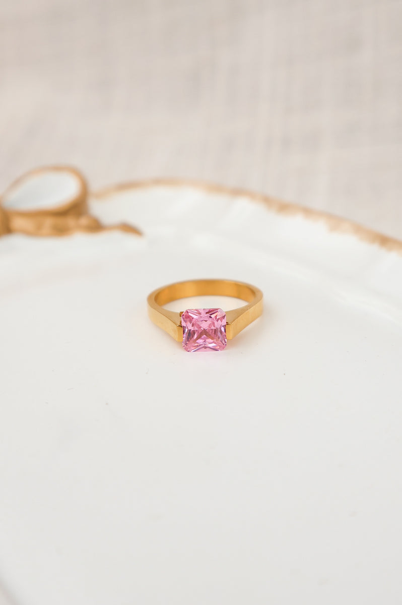 Pink Cushion Cut Stone Ring – Zaana Jewelry