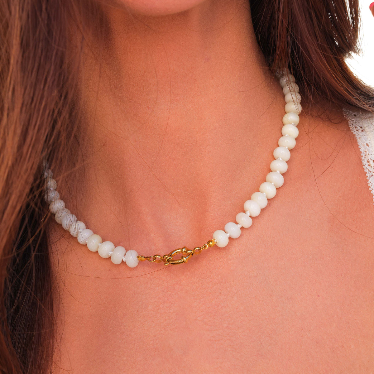 Vanilla Pushlock Bead Necklace – Zaana Jewelry